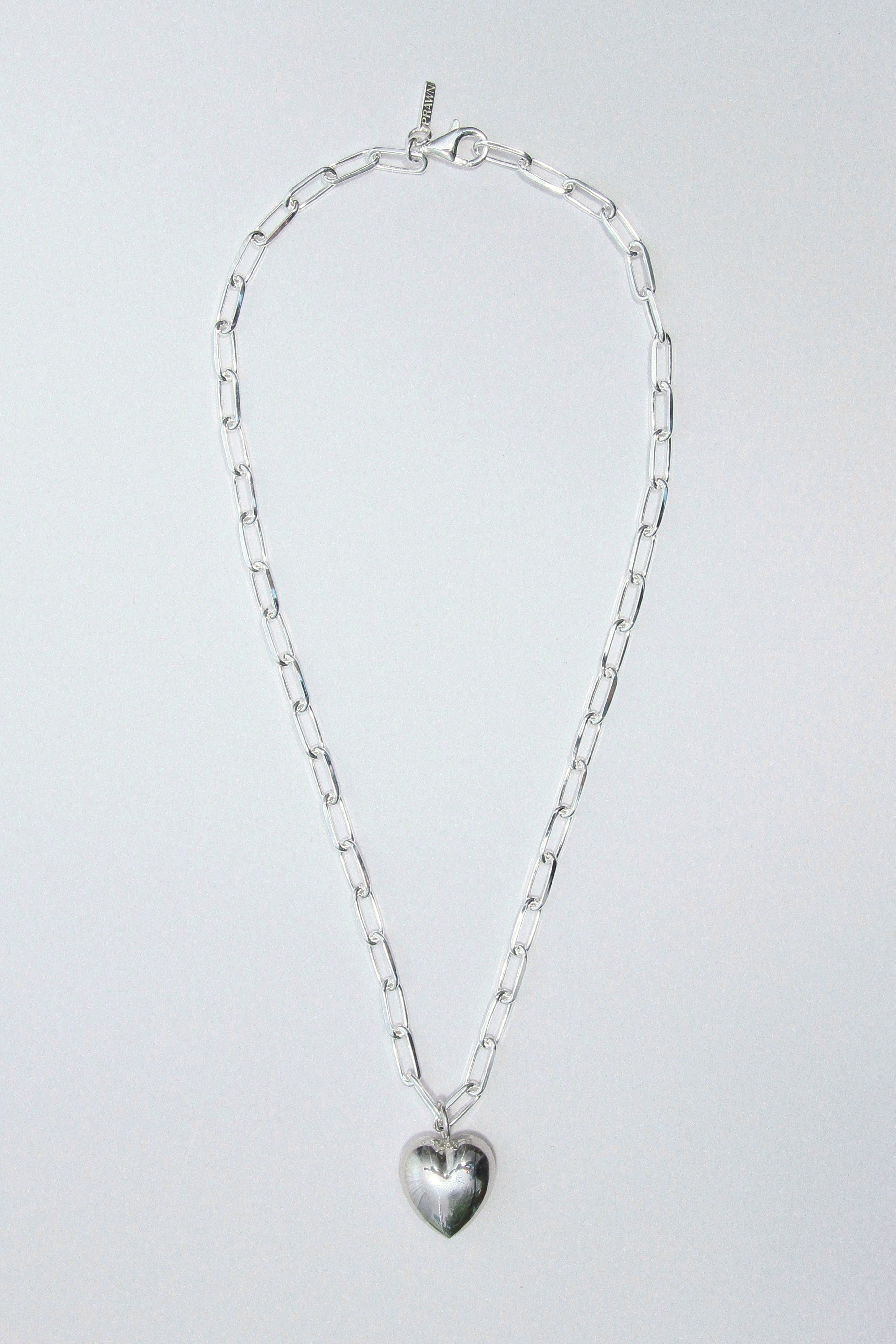 Chunky Silver Heart Chain Necklace – P R A W N